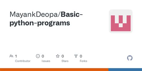 Github Mayankdeopa Basic Python Programs