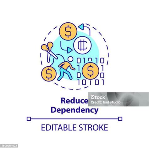 2d customizable reduce dependency line icon concept stock illustration