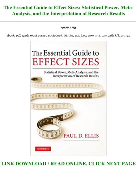 Download [pdf] The Essential Guide To Effect Sizes Statistical Power