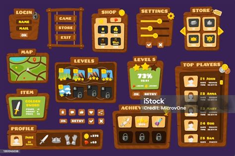 tombol permainan ui panel dan tombol kit game elemen aplikasi game