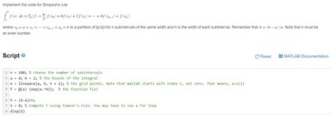 Solved Implement The Code For Simpson S Rule Chegg