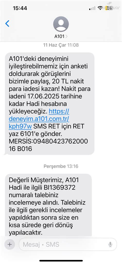 A101 Hadiden Sözler Tutulmadı Geri Dönüş Bekliyorum Şikayetvar