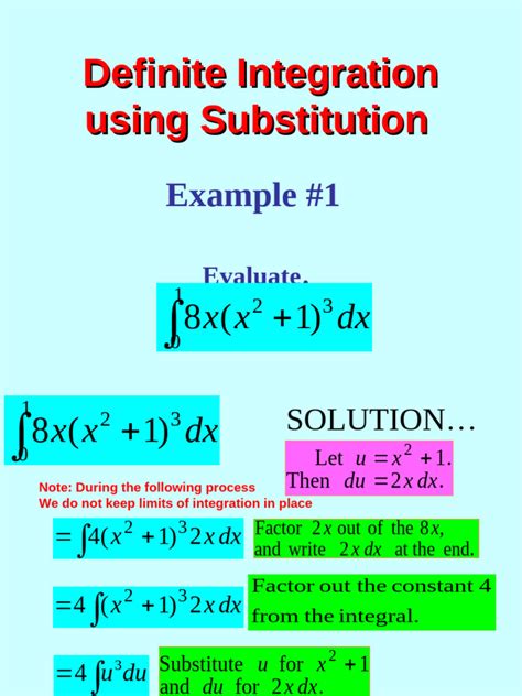 Definite Integration Using Substitution Pdf