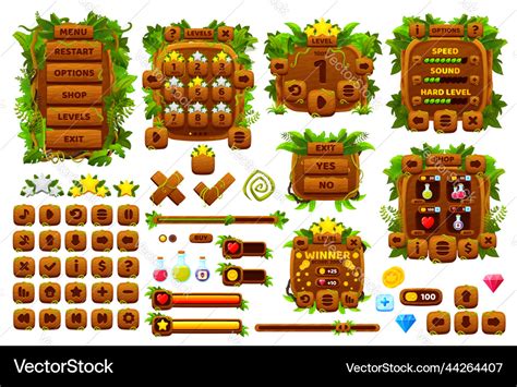 jungle forest lianas game interface ui buttons vector image