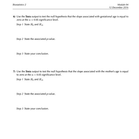 Solved Biostatistics 2 Module 04 12 December 2016 2 Fit