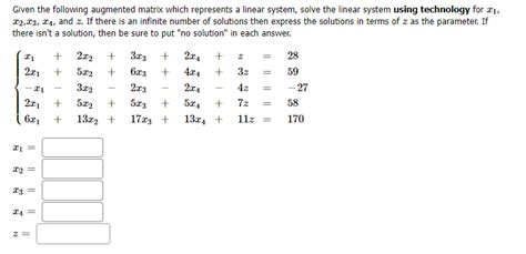 Solved Given The Following Augmented Matrix Which Represents Chegg