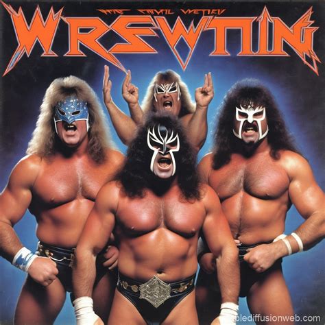 Heavy Metal Album Cover Featuring Wrestlers Stable Diffusion Online