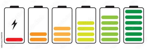 Set Of Vertical Flat Battery Level Indicator In Percentage Linear Battery Indicator Symbols