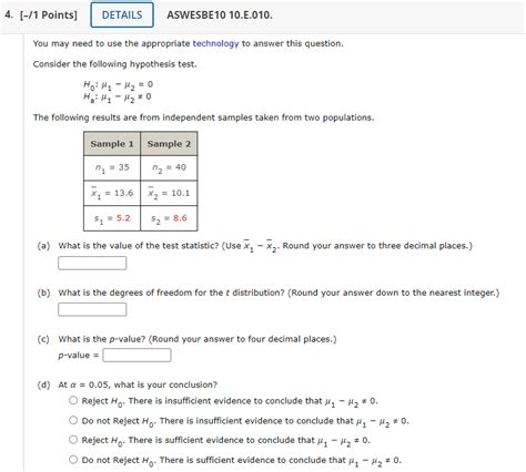 Solved 1 Points ASWESBE10 10 E 010 You May Need To Use Chegg