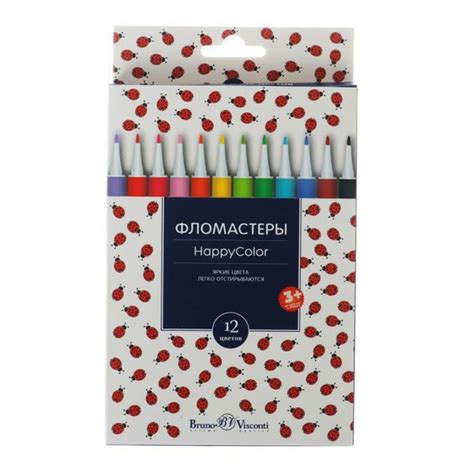 Фломастеры 12 цветов BrunoVisconti HappyColor - купить с доставкой по ...
