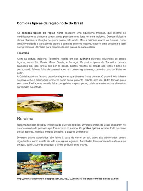 Comidas Típicas Da Região Norte Do Brasil Pdf Fruto Do Mar Alimentos