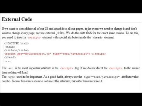 Learn JavaScript Tutorial Internal Vs External Mind Luster