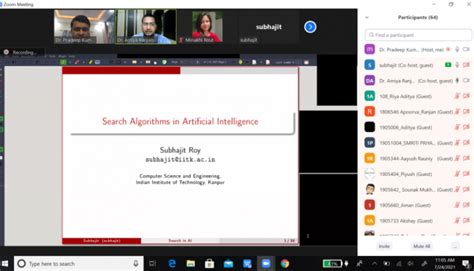 Guest Lecture On “search Algorithms In Artificial Intelligence” Cse Kiit