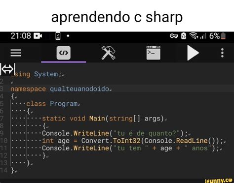 Aprendendo C Sharp Console WriteLine Age Convert ToInt32 Console