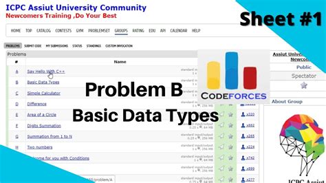Icpc Assiut Sheet Sheet 1 Problem B Basic Data Types Exotic It Youtube