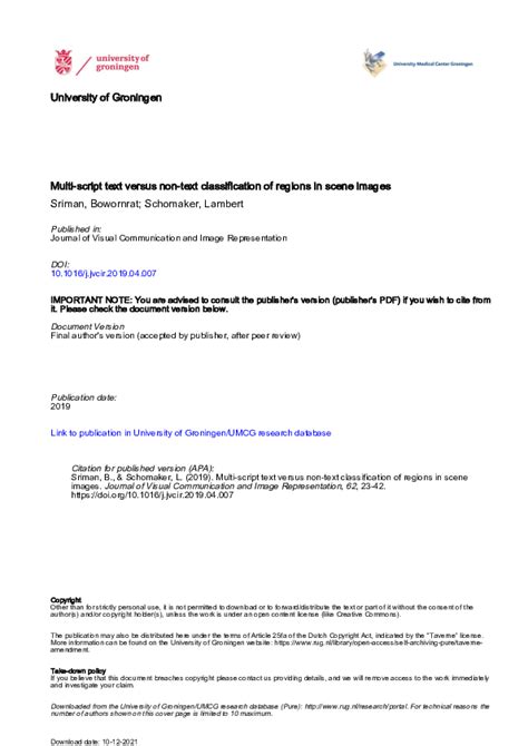 Pdf Multi Script Text Versus Non Text Classification Of Regions In