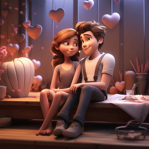 3d Rendered Cute And Seductive Couple Sharing Love Premium Ai