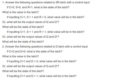 Solved Answer The Following Questions Related To Sr Latch Chegg