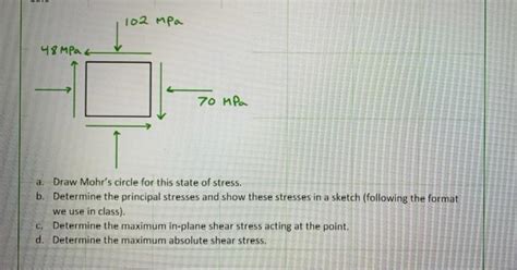 Solved Mpa MPAL MPa A Draw Mohr S Circle For This Chegg Com