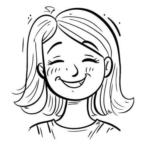 Smiling Red Haired Girl With Closed Eyes Vector Illustration Premium