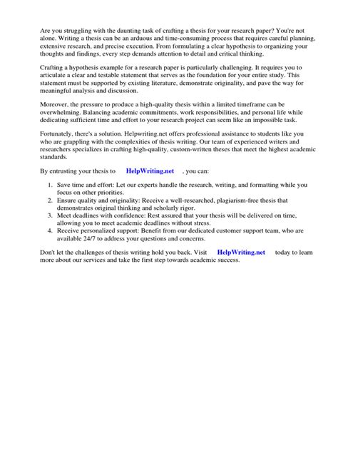 Hypothesis Example In A Research Paper Download Free Pdf Hypothesis