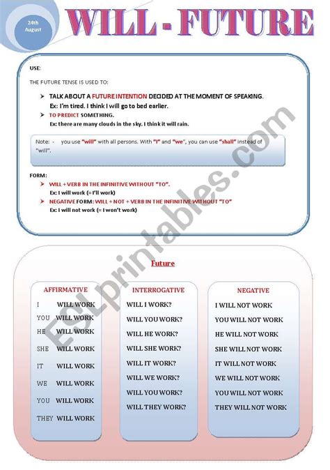 WILL FUTURE ESL Worksheet By Ascincoquinas