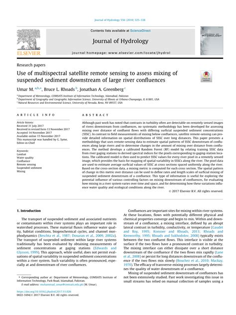 Pdf Assessment Of Suspended Sediment Mixing At The Confluence Of The