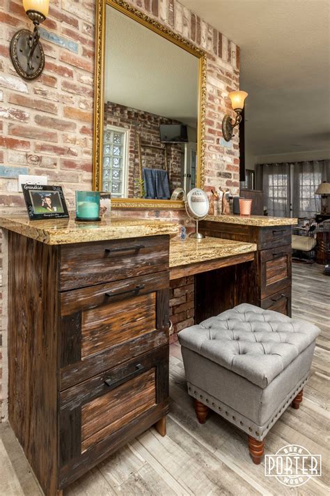 Mushroom Wood Cabinets And Reclaimed Brick Bathroom Porter Barn Wood
