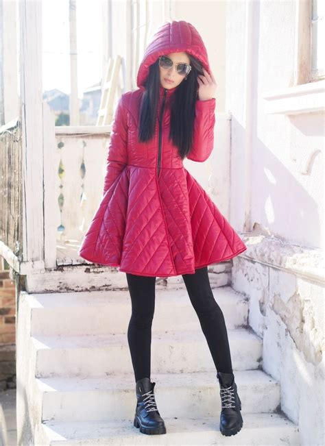 Red Quilted Coatextravagant Red Peplum Jacketwinter Quilted Coatavangarde Red Quilted Jacket