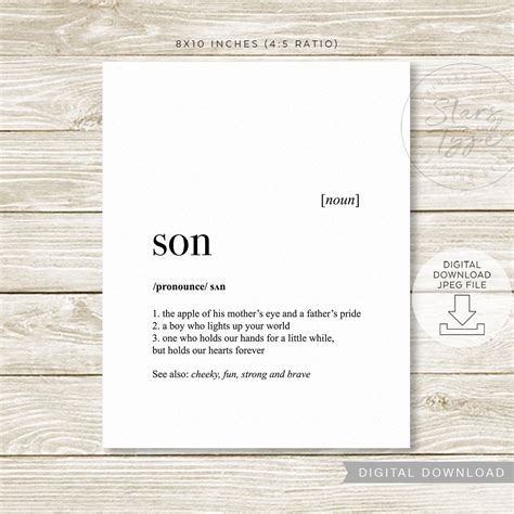 Son Definition Printable Art Special Gift For A Boy Son Etsy