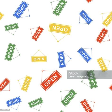 흰색 배경에 텍스트 오픈 도어 아이콘 격리 된 원활한 패턴색으로 색상 매달려 기호 벡터 가능성에 대한 스톡 벡터 아트 및 기타