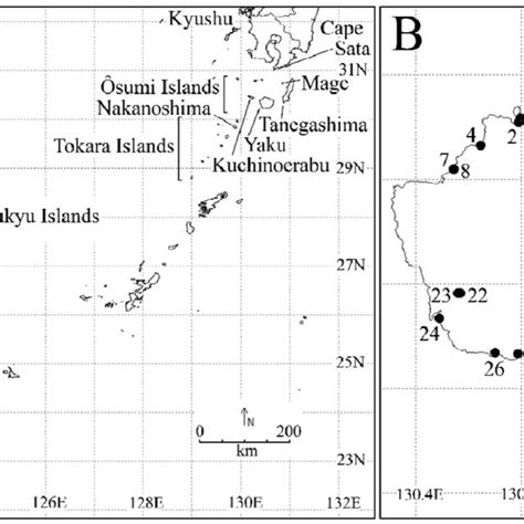 Map Of The Ryukyu Islands Japan A Location Of The Ôsumi Islands In Download Scientific