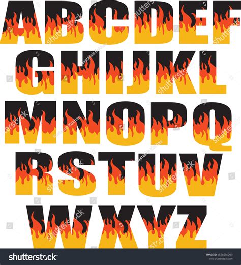 Stock Vektor Fire Alphabet Font Vector Illustration Isolated Bez