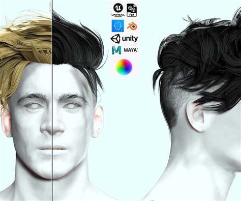 Artstation Realistic Male Hair Taper Fade Style Low Poly Game Assets
