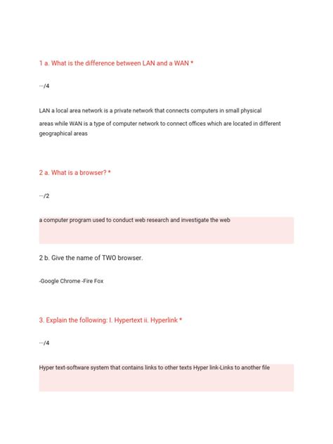 1 A What Is The Difference Between Lan And A Wan 2 B Give The Name