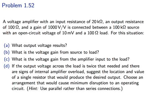 Solved A Voltage Amplifier With An Input Resistance Of 20 K