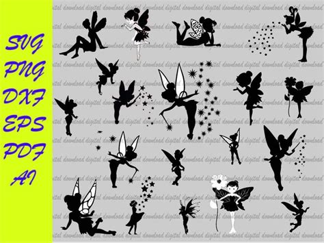 Tinkerbell Svg Bundle Tinker Bell Svg Peter Pan Silhouette Svg Png Peterpan File Dxf Eps