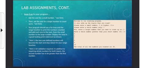 Solved Lab Assignments Cont Loop 2py In Your Program