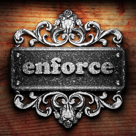 Enforce Word Of Iron On Wooden Background 6336122 Stock Photo At Vecteezy
