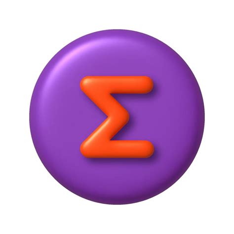 Math 3d Icon Orange Sum Sign On Purple Round Button 3d Realistic Design Element 21346362