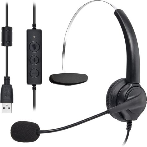 Amazon Com USB Headset With Microphone For PC Computer Headset With Mic Noise Cancelling And