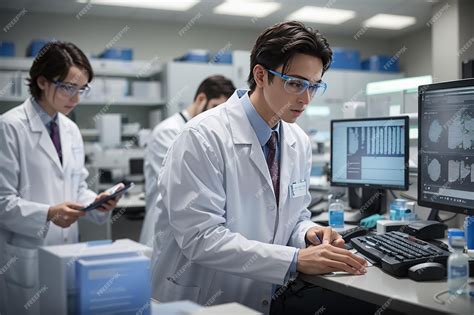 Premium Ai Image Bioinformatics Laboratory Futuristic Science Lab Background Wallpaper