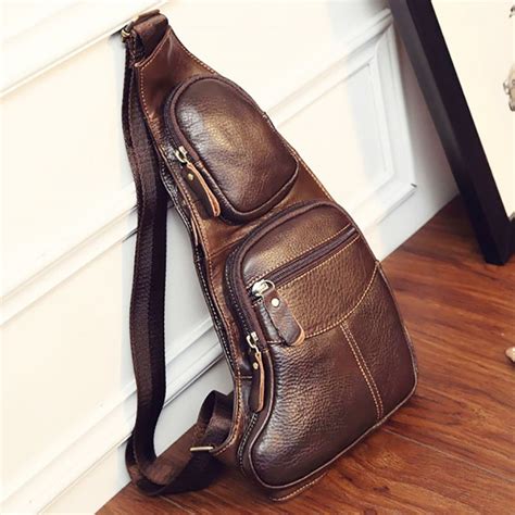 Vintage Genuine Leather Sling Chest Bag Mens Luxury Boutique X9x™
