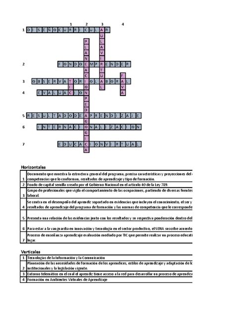 Anexo Crucigrama n a 1 2 3 4 1 D I S E Ñ O C U R R I C U L A R U P