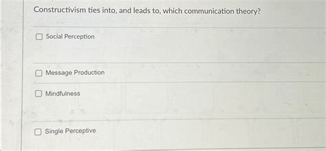 Solved Constructivism Ties Into And Leads To ﻿which