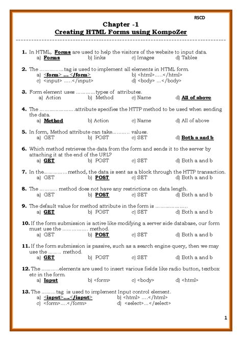Std12e Ch1 Chapter Creating HTML Forms Using KompoZer In HTML