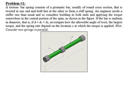 Solved A Torsion Bar Spring Consists Of A Prismatic Bar Chegg