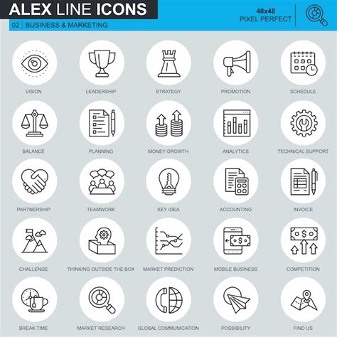 Premium Vector Thin Line Business And Marketing Icons Set