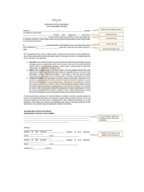 Carta Autorizacion Para Tutor De Una Menor Pdf