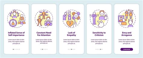 2d Icons Representing Codependent Relationship Mobile App Screen Set Walkthrough 5 Steps